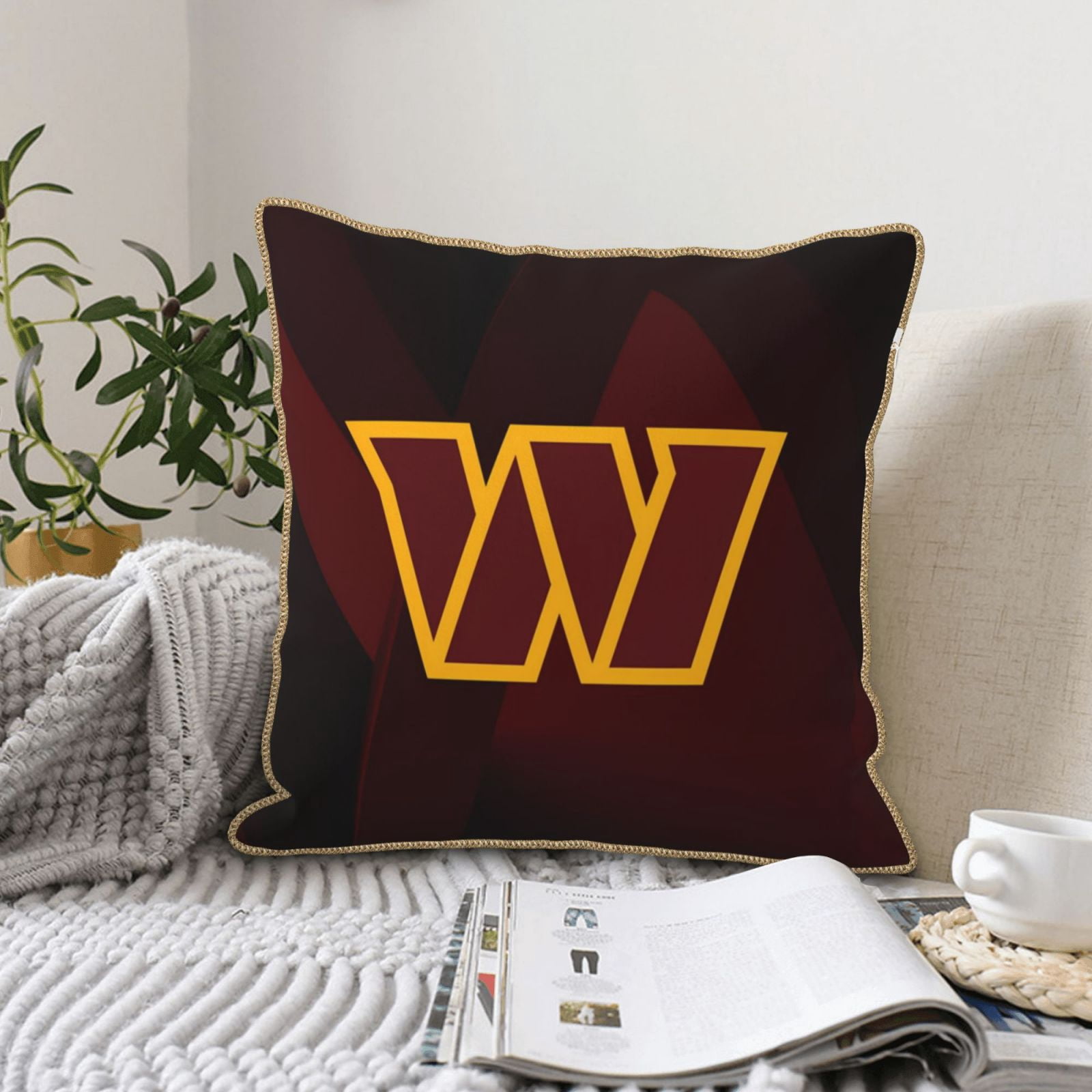 Commanders Football Team Custom Velvet Border Pillow Cover Decorative ...