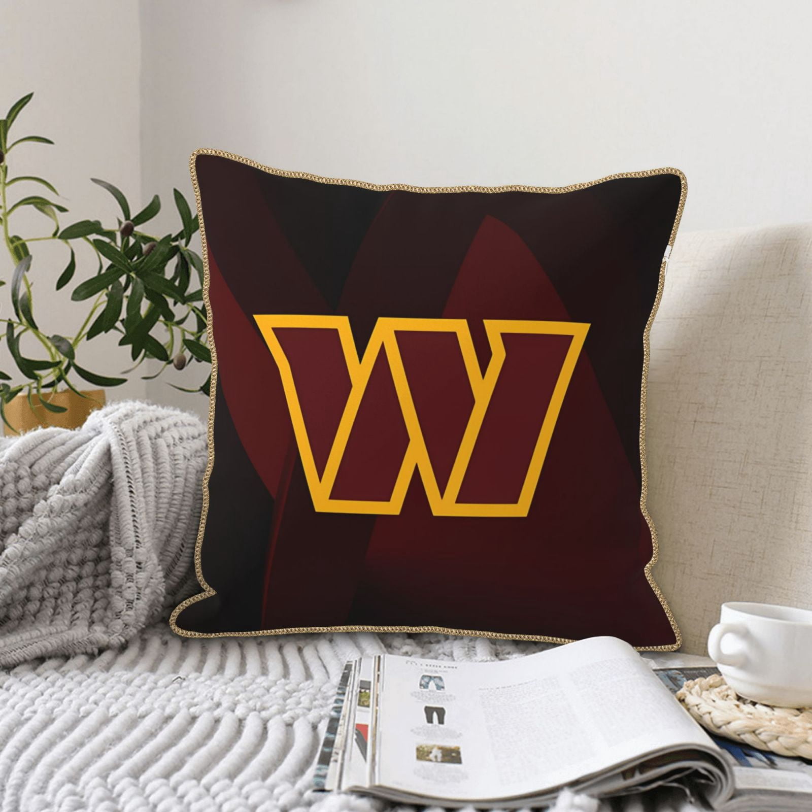 Commanders Football Team Custom Velvet Border Pillow Cover Decorative ...