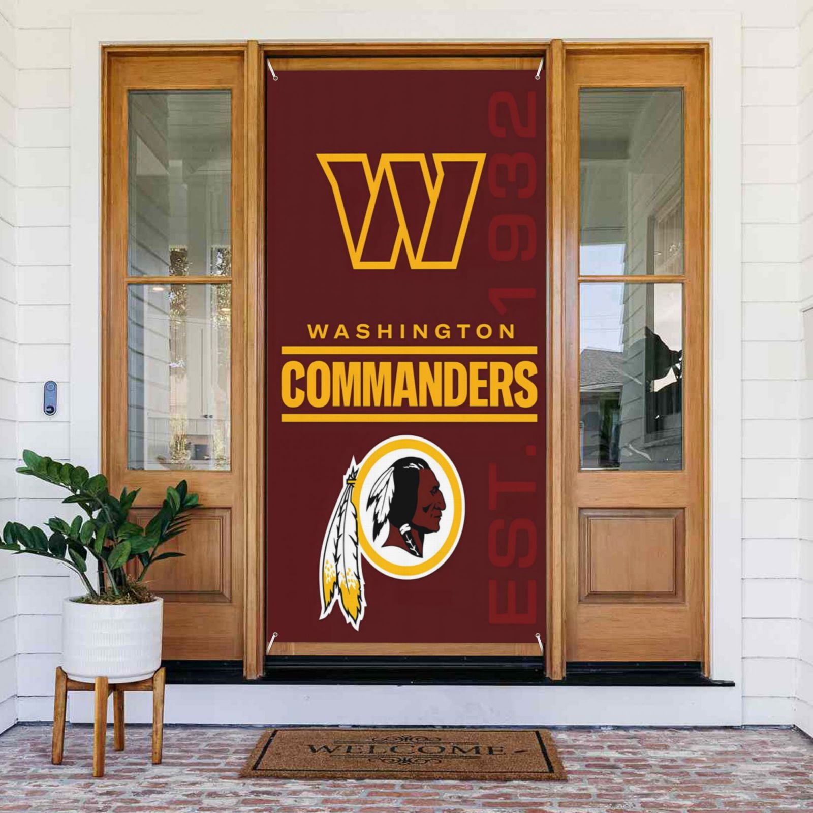 Commanders Football Team Door Decor Banner, Custom Team Fan Porch Sign ...