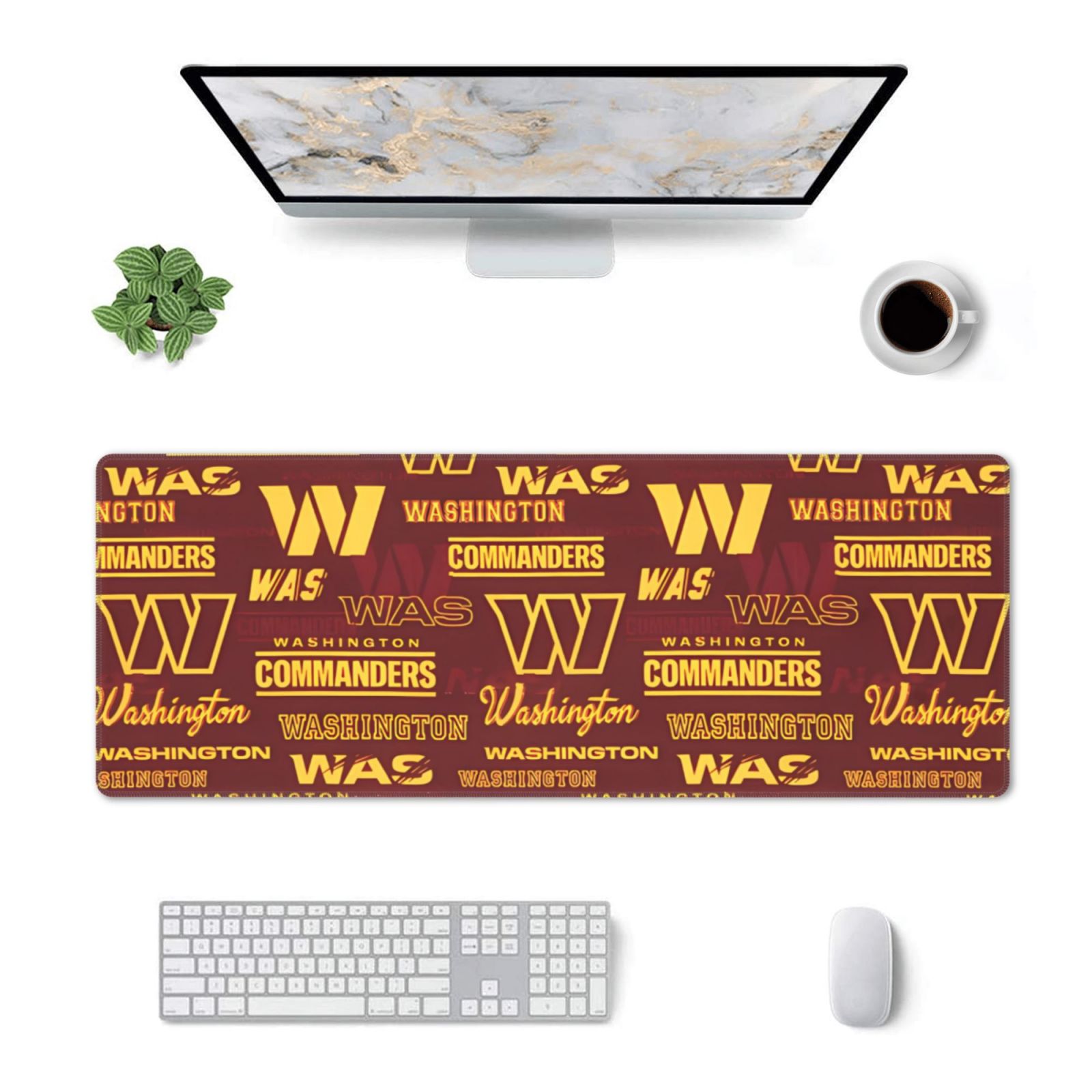 Commanders Football Team Pattern Oversized Rubber Keyboard Pad 12x31.5 ...