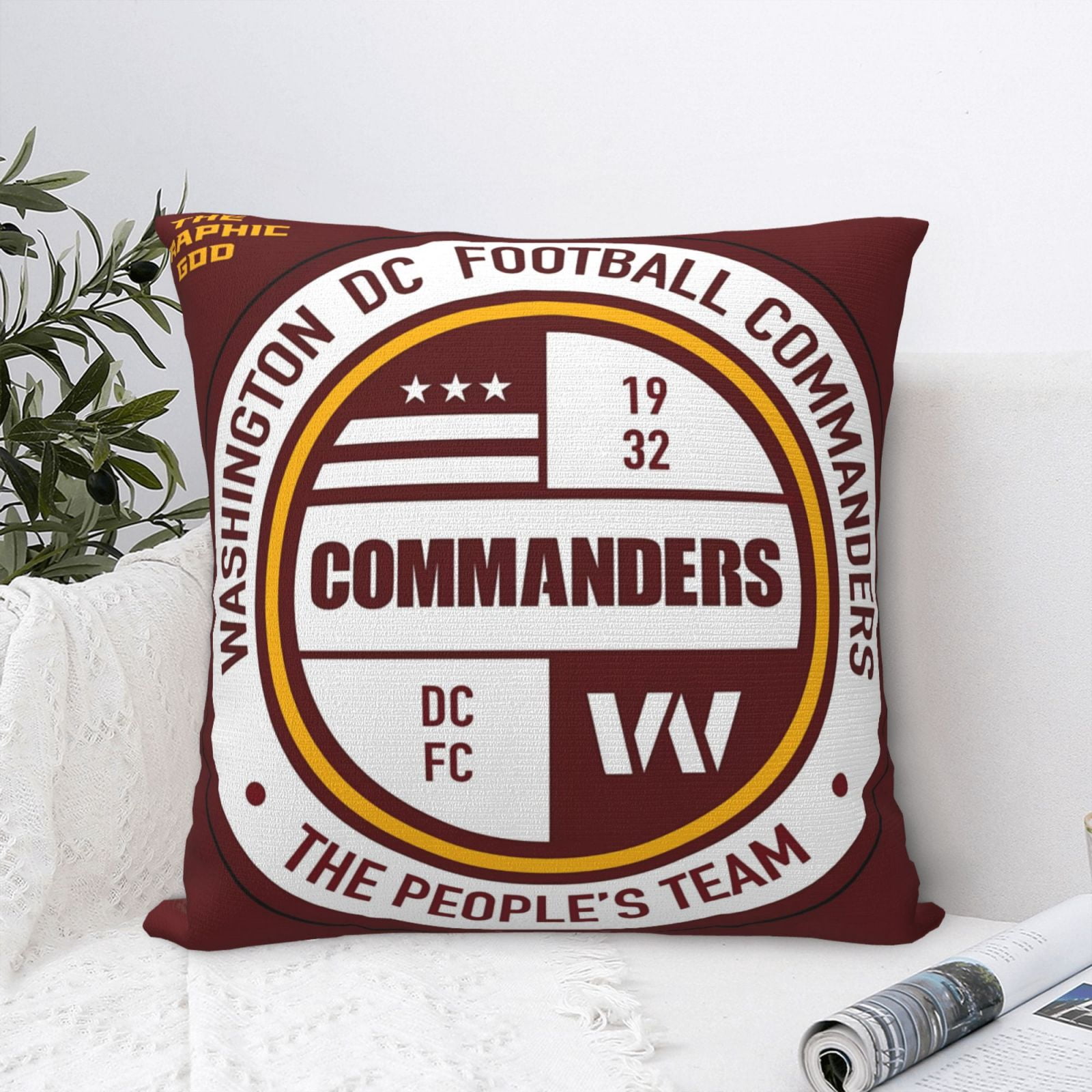 Commanders Football team double-sided plush pillow cover, square pillow ...