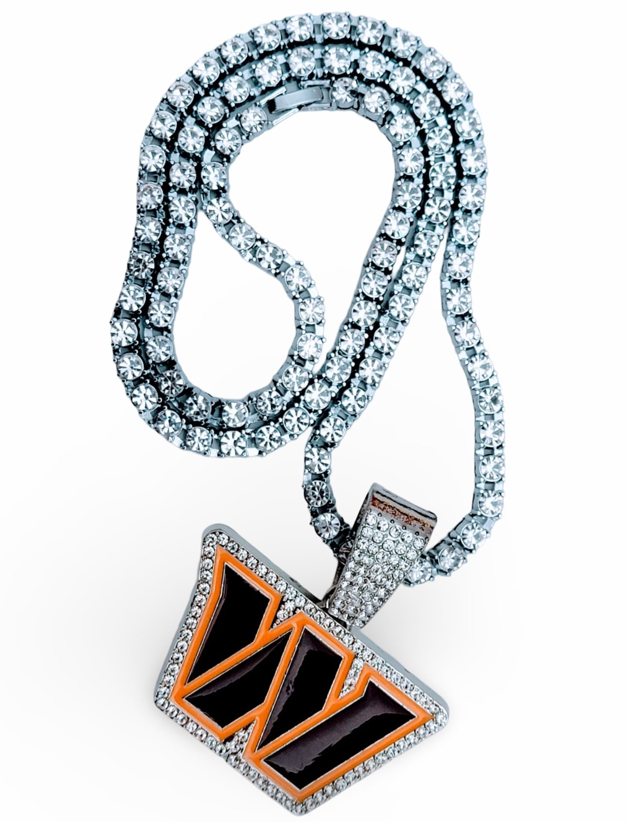 Commanders Iced-Out Necklace Washington 24” Rhinestone Chain Silver ...