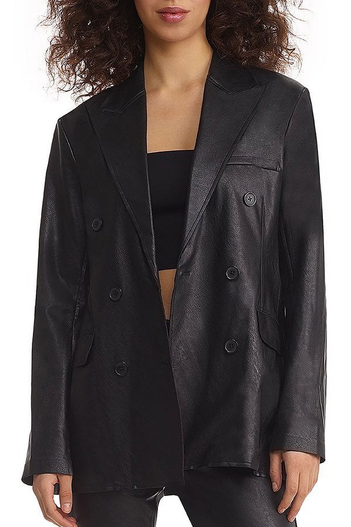 Commando Faux Leather Double-Breasted Blazer - FLT200 (Black, M ...