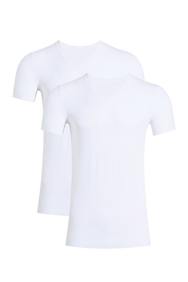 Commando Men's Classic Microfiber V-Neck Undershirt, 2-Pack GP173 ...