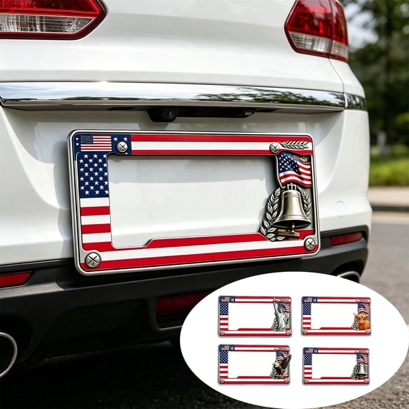 Commemorative License Plate Frame for Independence Day - Patriotic USA ...