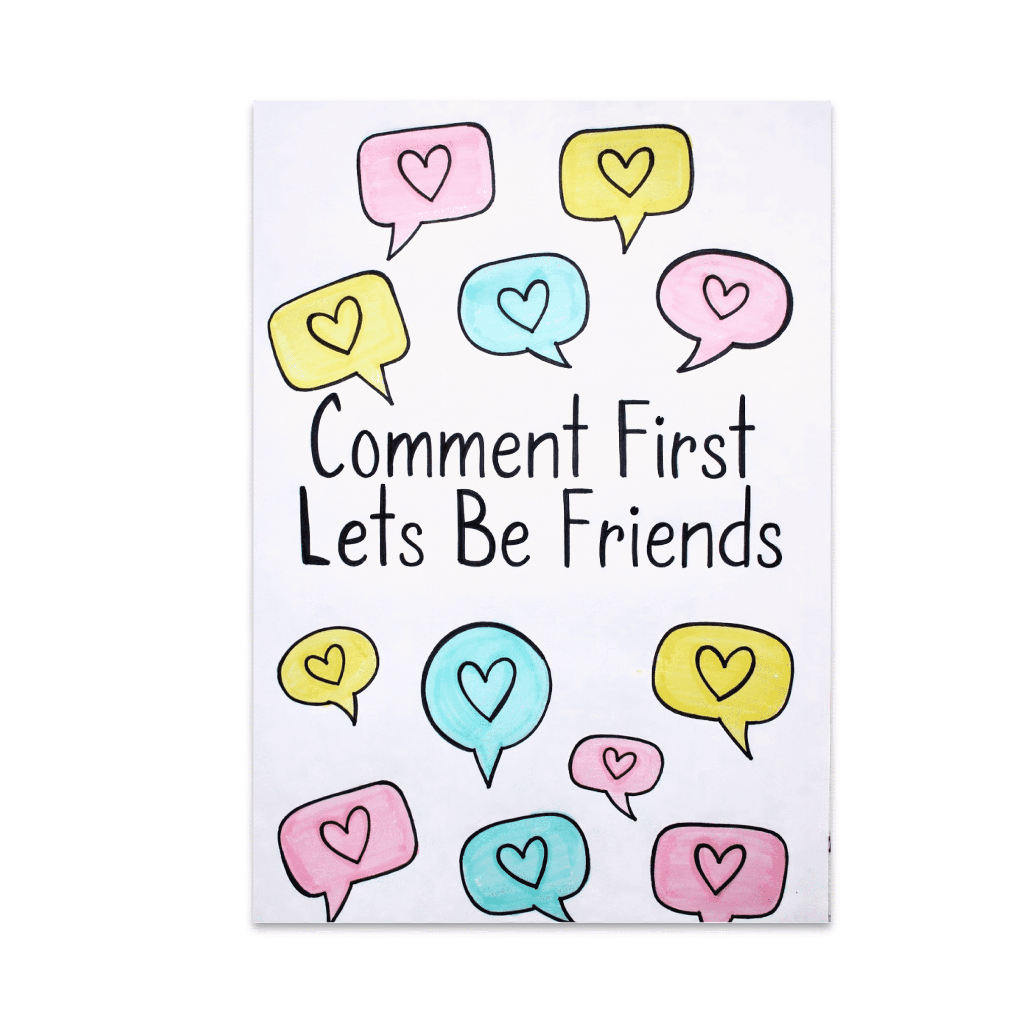Comment First Let's Be Friends Poster Art - Social Media Engagement ...
