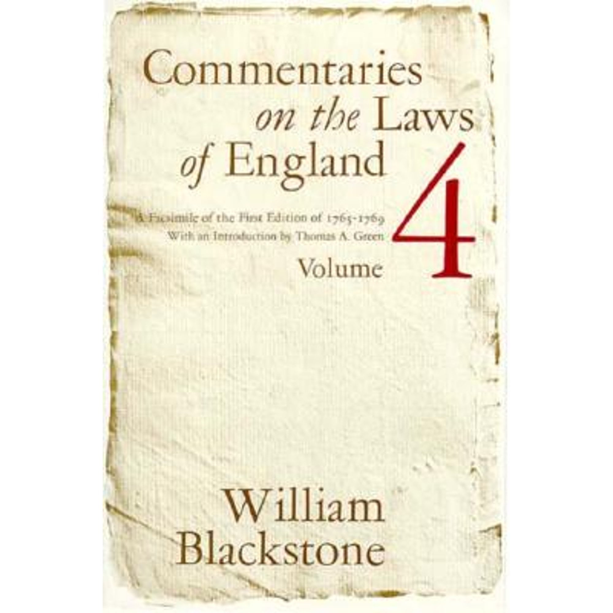Pre-Owned Commentaries on the Laws of England (Vol. 4), 9780226055459, 0226055450, Paperback, 1 ...