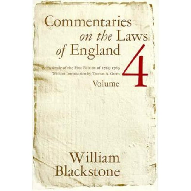 Pre-Owned Commentaries on the Laws of England, Volume 4: A Facsimile of ...