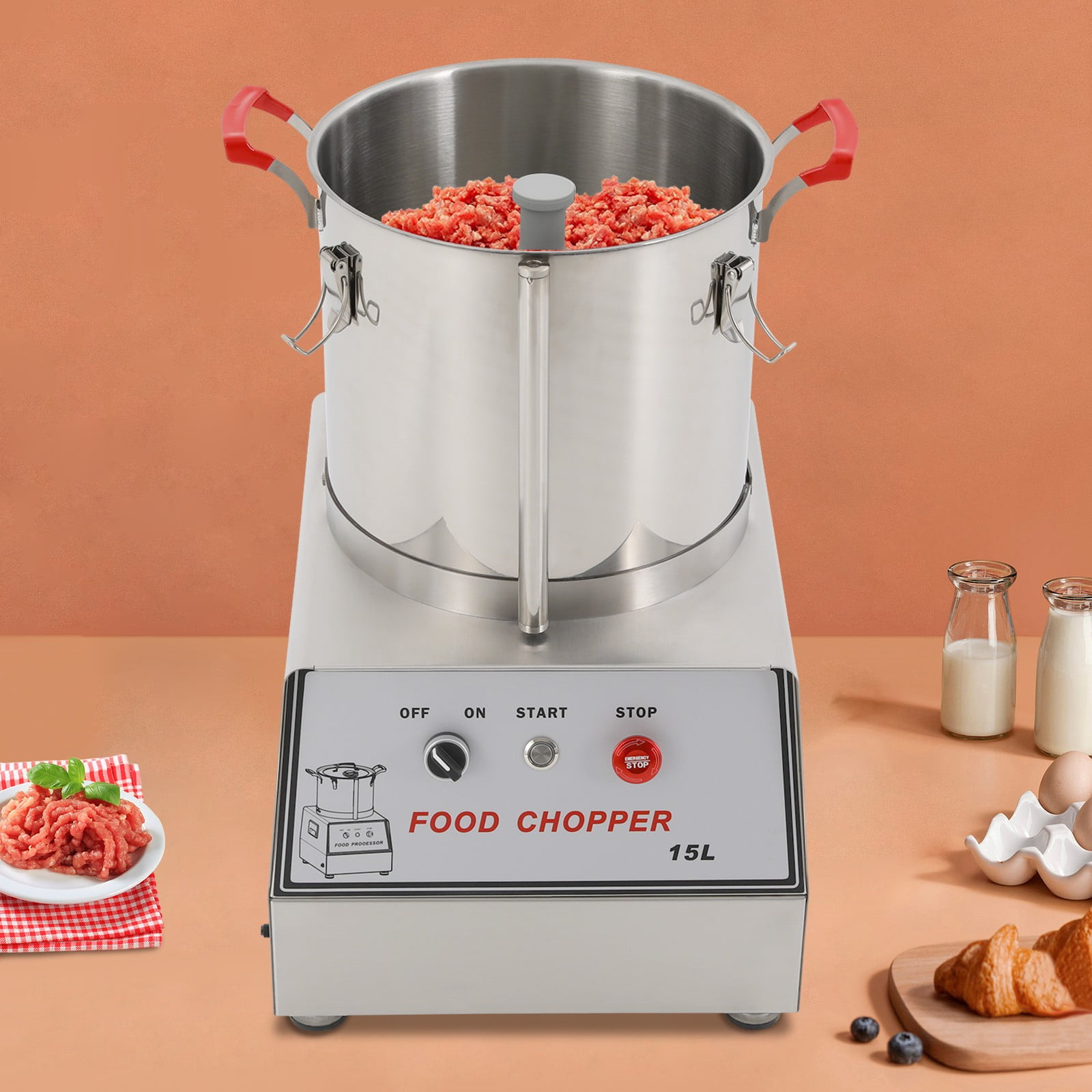 Commercial 110V Stainless Steel Food Processor Vegetable Chopper ...