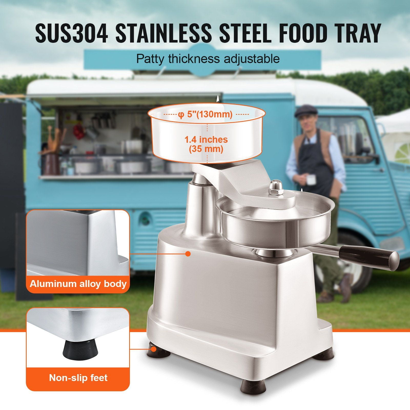 Commercial 130mm Hamburger Patty Press with 1000 Patty Papers - Food ...