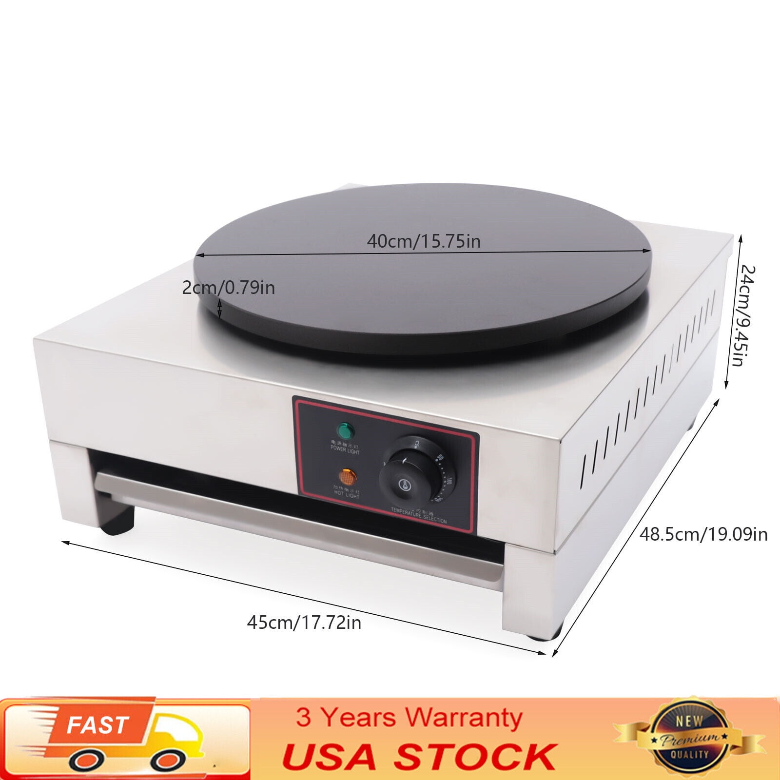 Commercial 16" Pancake Crepe Crepe Maker Big Hot Plate Griddle Machine ...