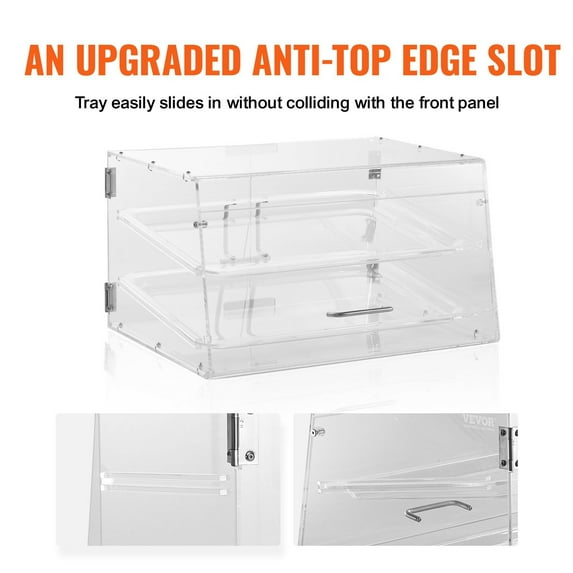 Commercial 2-Shelf Countertop Display Case with Rear Access Door, Keeps ...