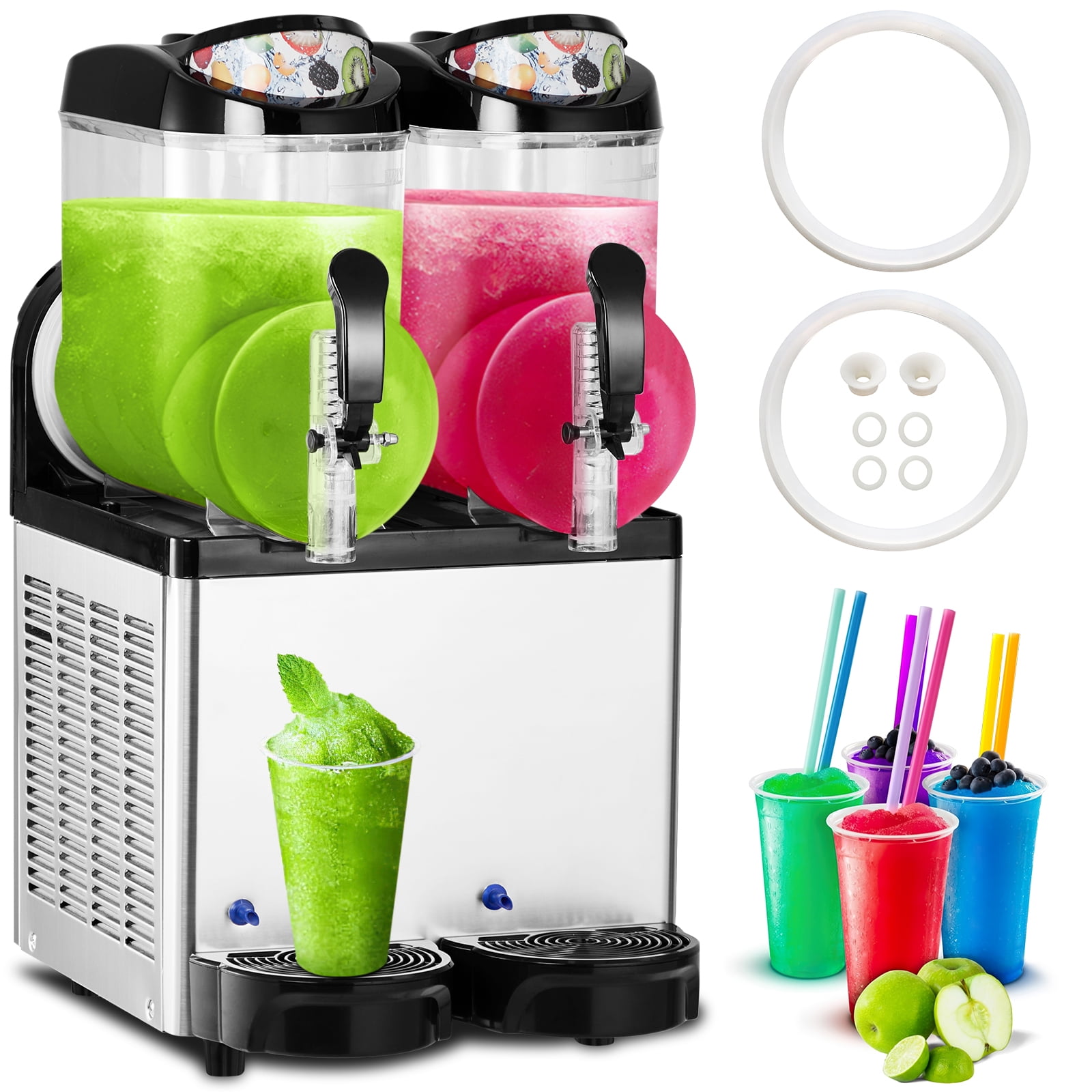 Commercial 24L Dual Tank Slushie Machine - Margarita Slush Maker for ...