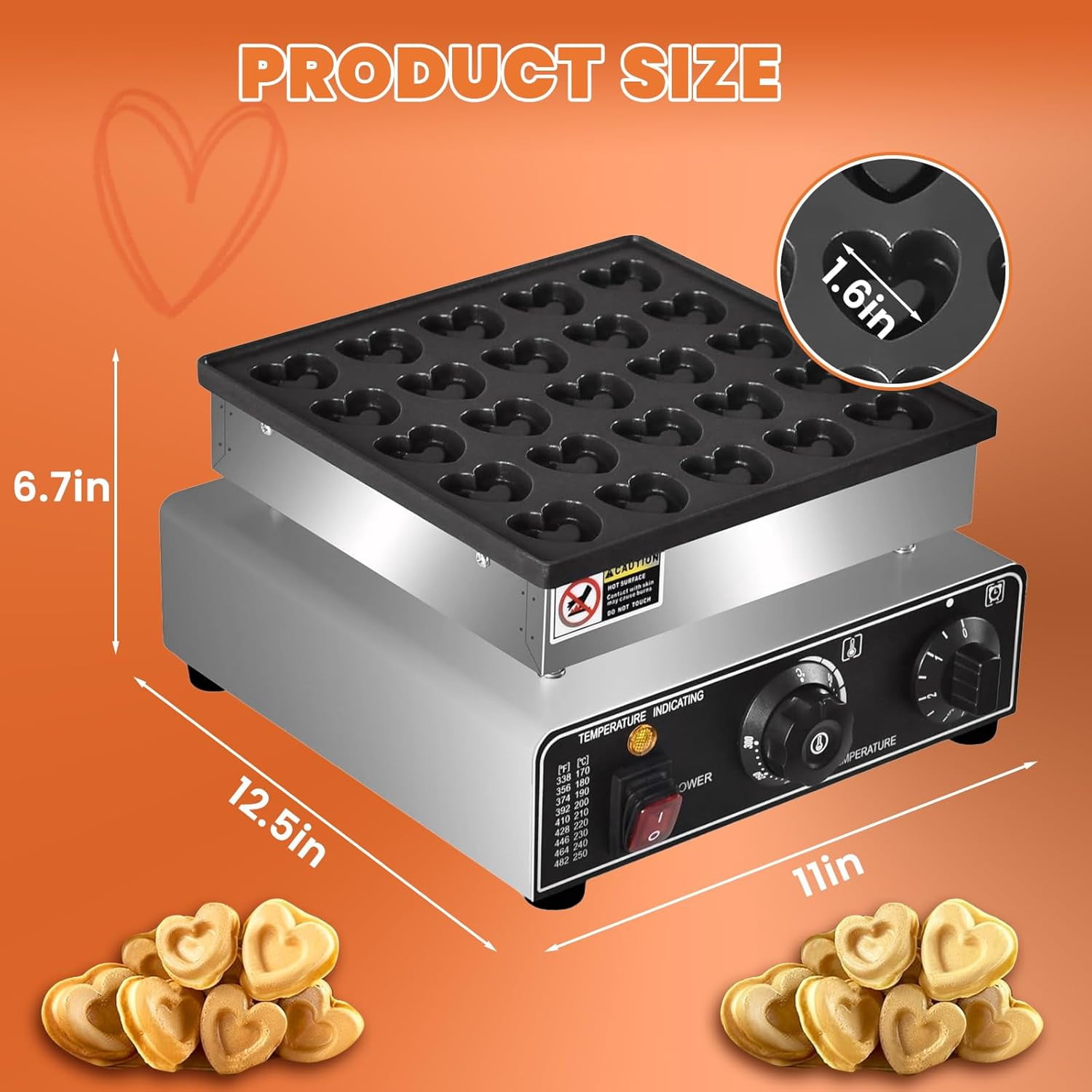 Commercial 25PCS Mini Pancake Maker, 900W Mini Dutch Pancake Maker 1.57 ...