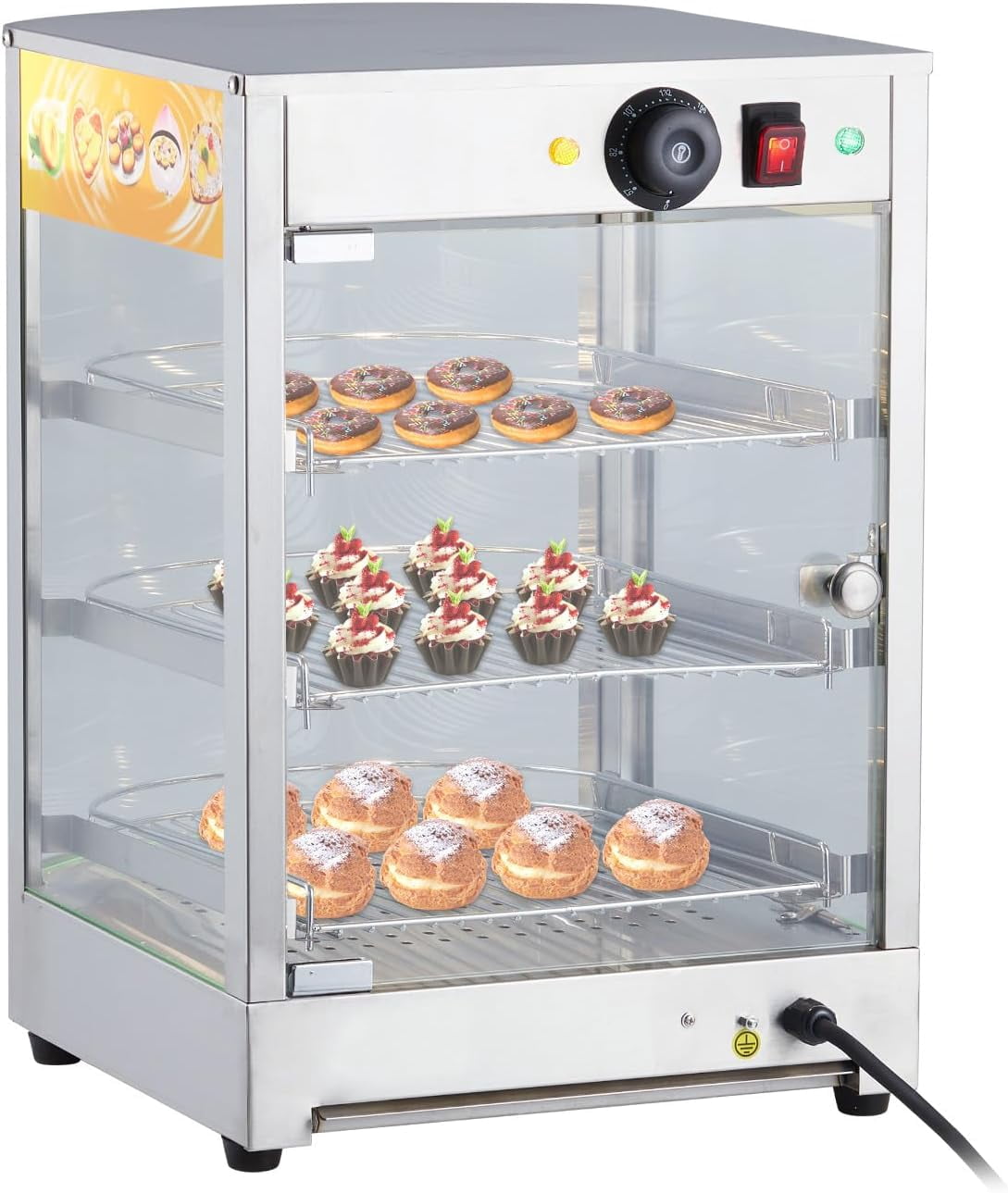 Commercial 3 Tier Food Warmer Display Cabinet, 14-Inch Countertop Pizza ...