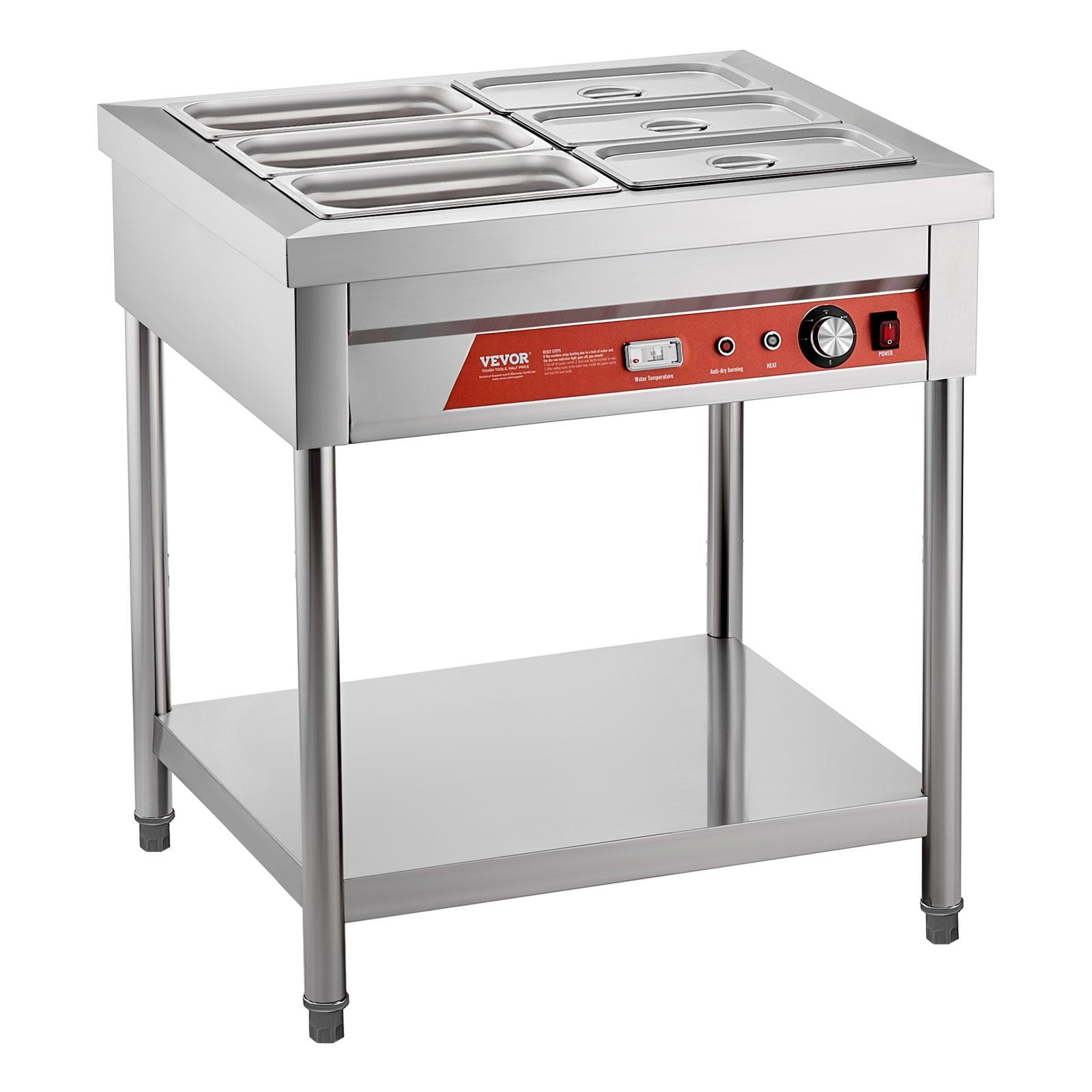 Professional 6-Pan Food Warmer – 1500W Electric Steam Table with ...