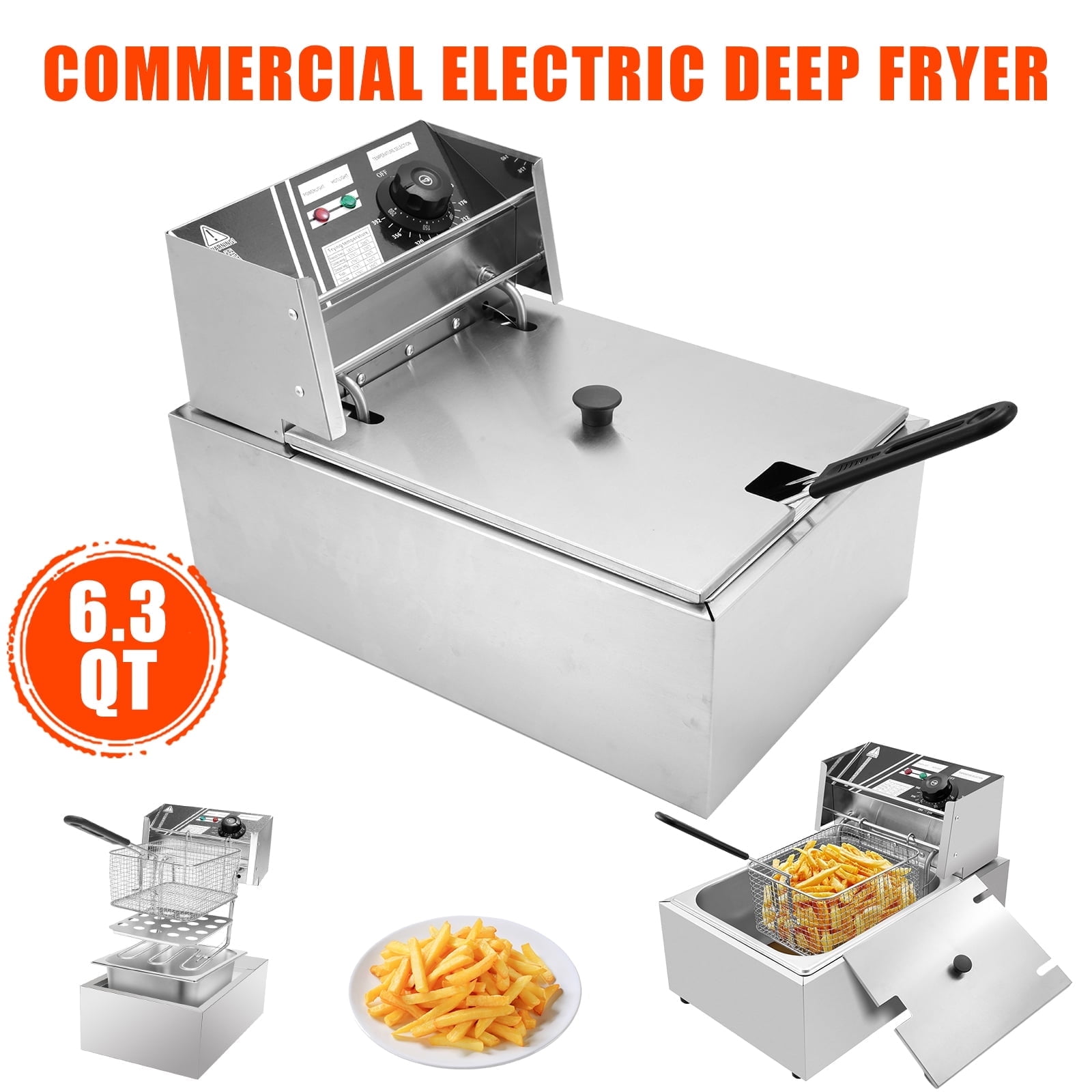 Commercial 6L 2500W Stainless Steel Electric Deep Fryer Tabletop ...