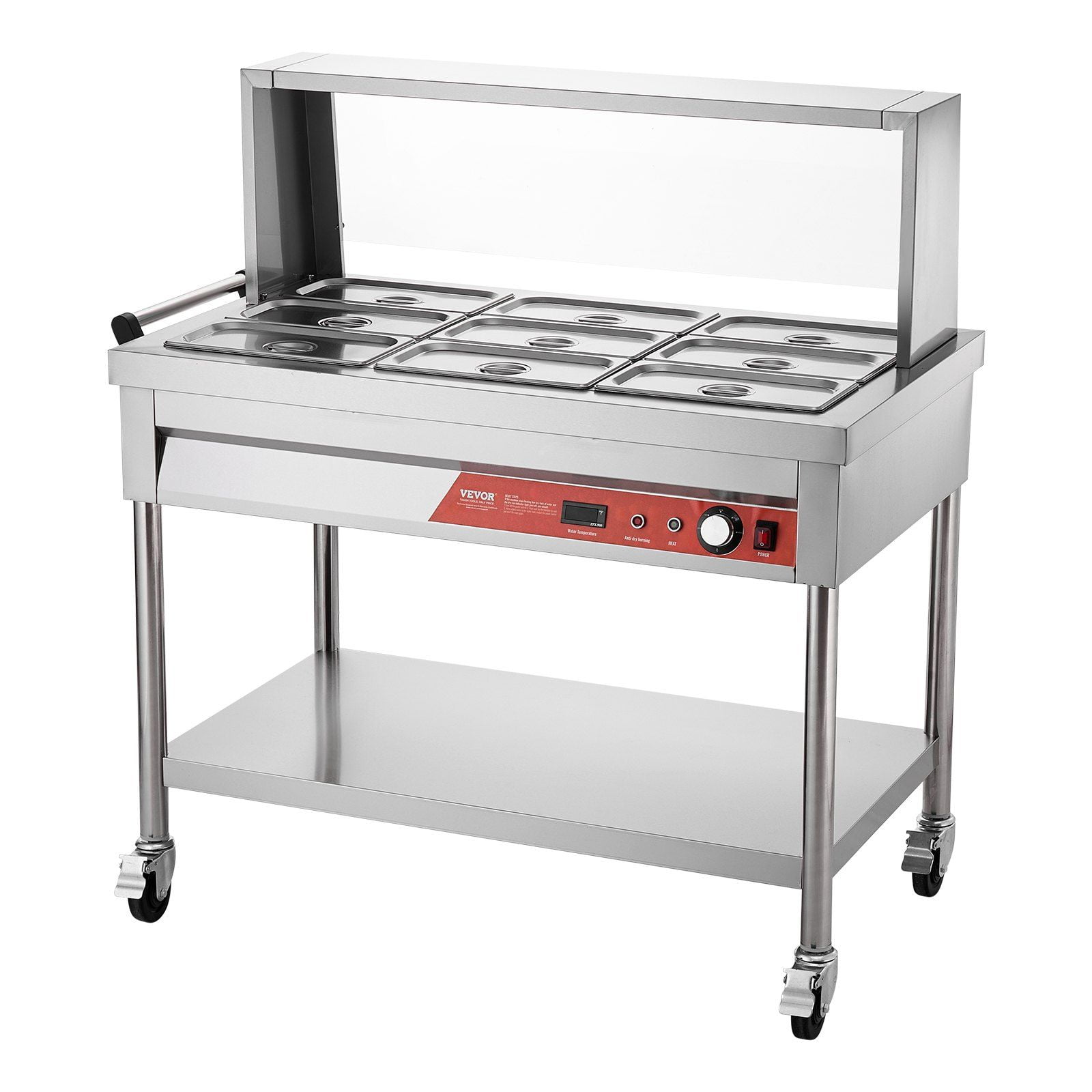 Commercial 9-Pan Electric Food Warmer Steam Table - 1500W Stainless ...