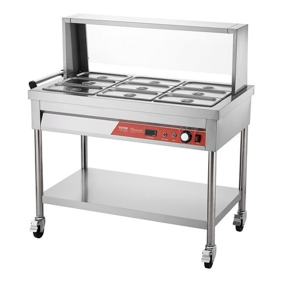 Commercial 9-Pan Electric Food Warmer Steam Table - 1500W Stainless ...