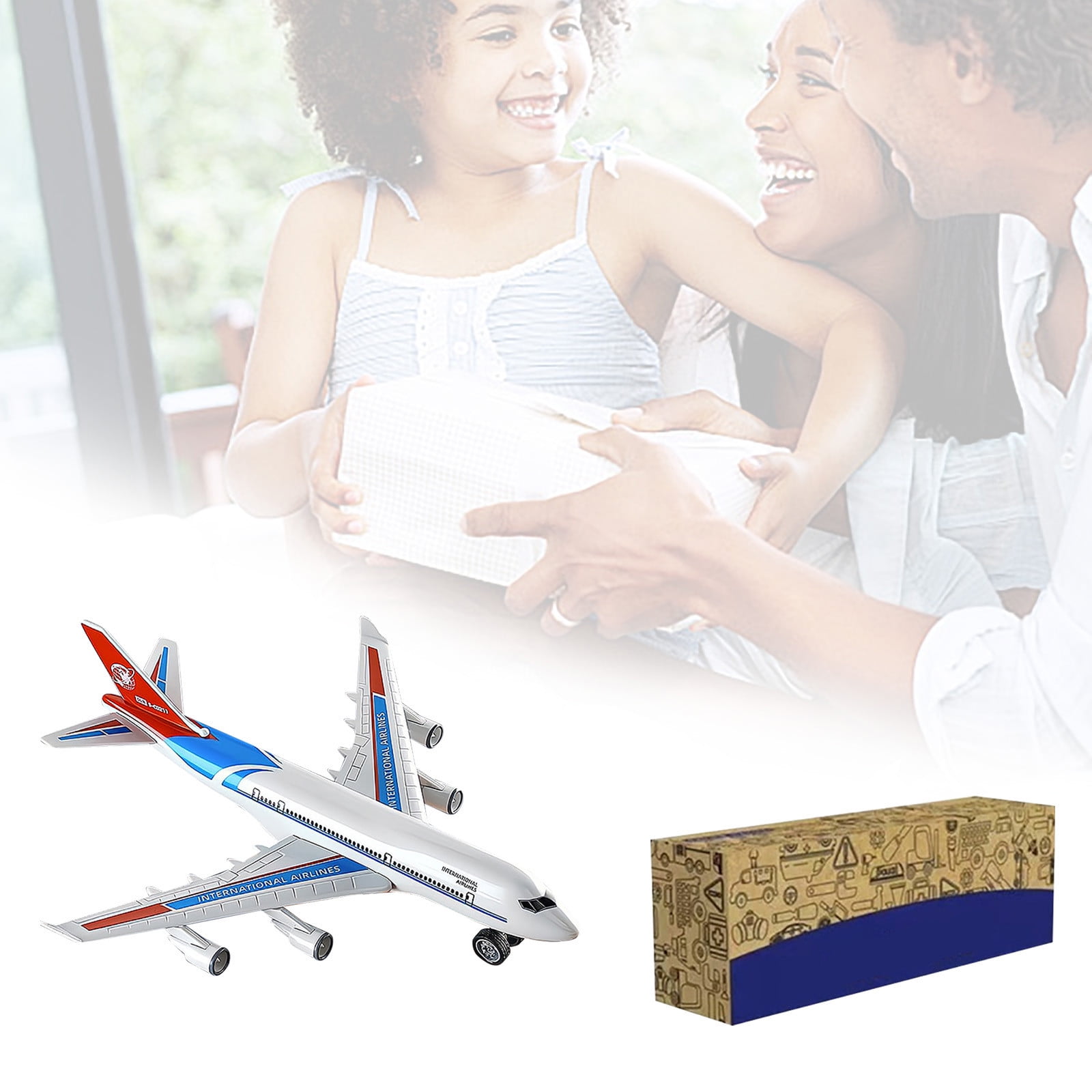 Commercial Airplane Toy Set Pull Cord Interactive Play Novelty Flying ...
