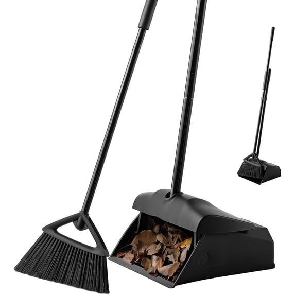 Commercial Angle Broom and Dustpan Combo, with Long Handle and Lid ...