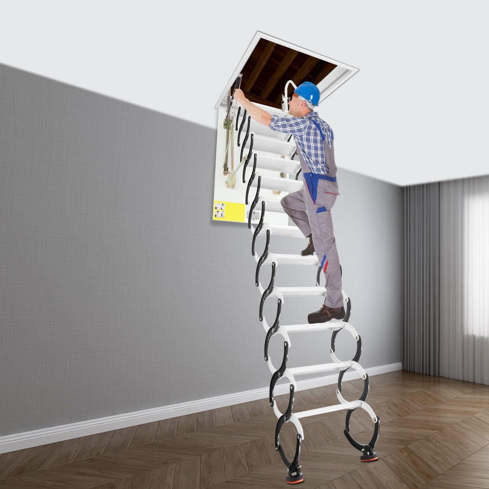 Commercial Attic Access Ladder, 134.48lbs Gross Weight, Galvanized ...