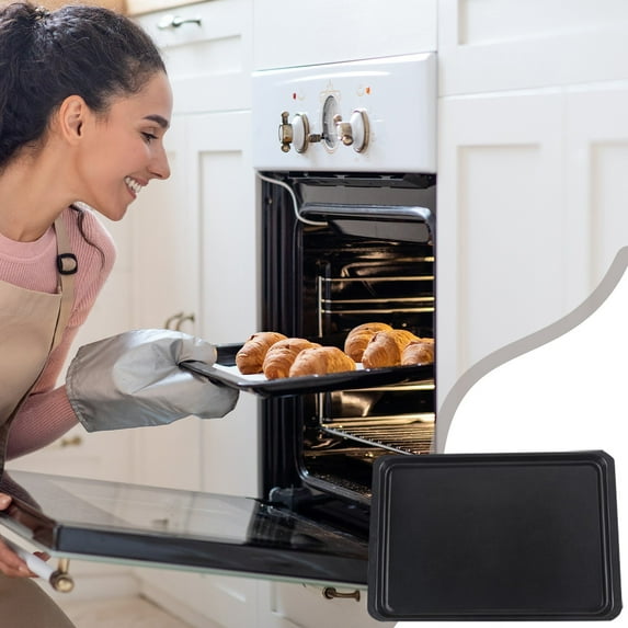 Commercial Baking Sheet Pan, Rectangular Non-stick Cookie Tray, 37x25cm Carbon Steel Oven Rack ...