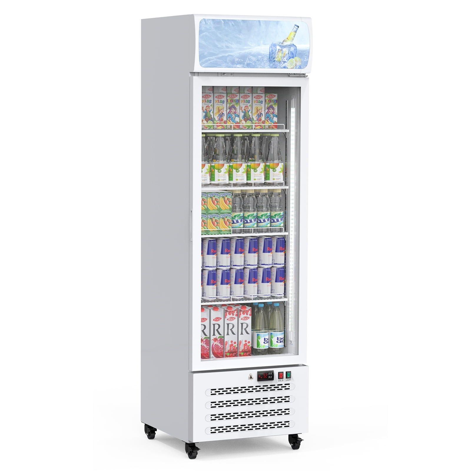 Commercial Beverage Refrigerator Display Fridge, 11.3 Cu.Ft. Glass Door ...