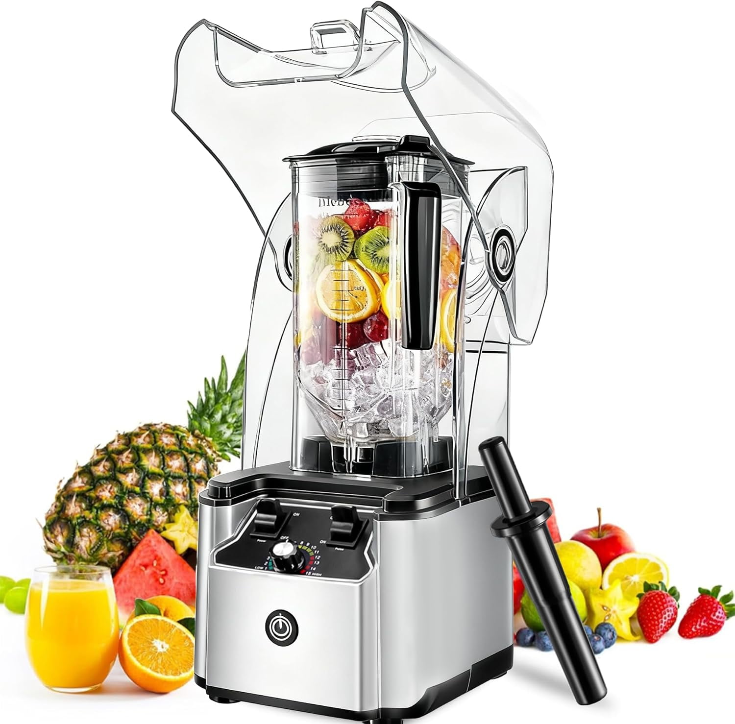 Commercial Blender for Smoothies 2200W With Soundproof Cover, 2200 ML ...