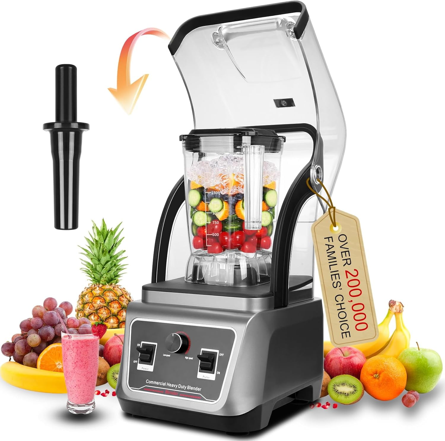 Commercial Blender with Soundproof Shield, 70 Oz Quiet Professional ...
