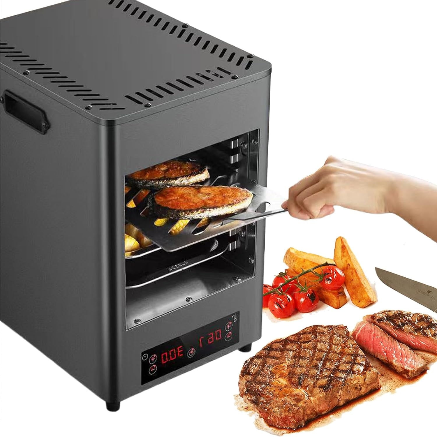 Commercial Broiler 1700w - 8 Layer Grill,Stainless Steel Meat Veggies ...