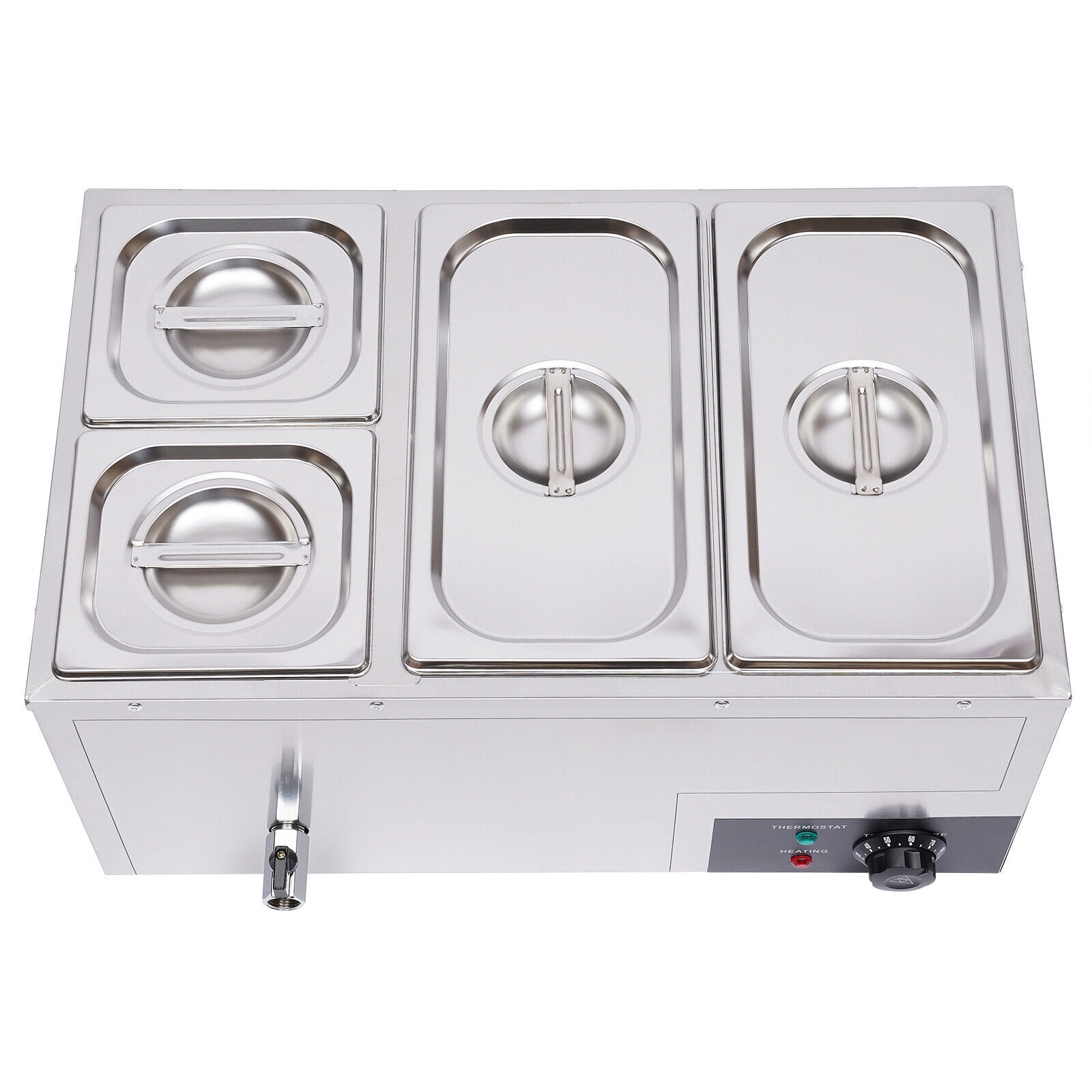 Commercial Buffet Food Warmer with Lids, 4-Pan 850W Canteen Stainless ...