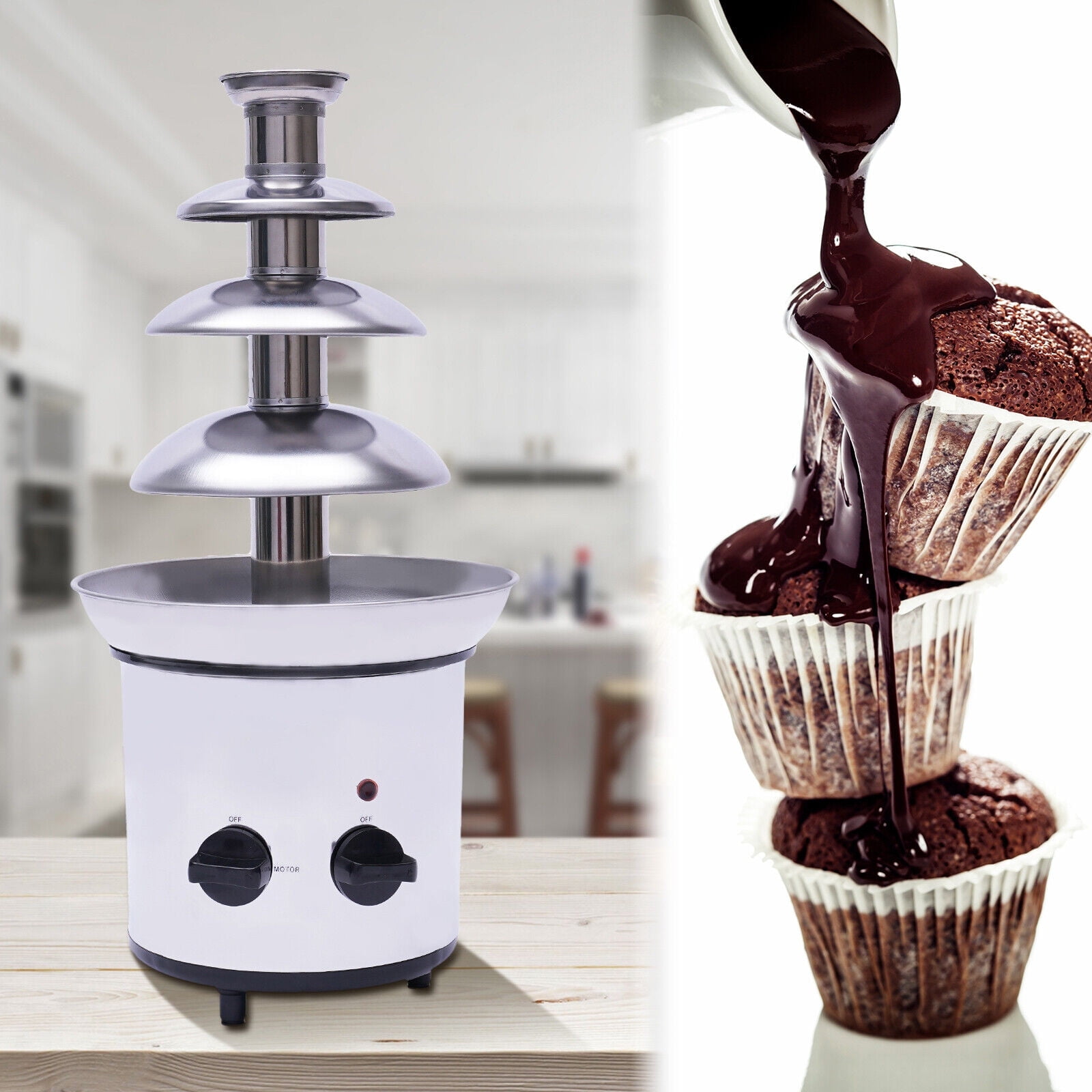 Commercial Chocolate Fountain Machine, 4 Tier Stainless Steel Cheese ...