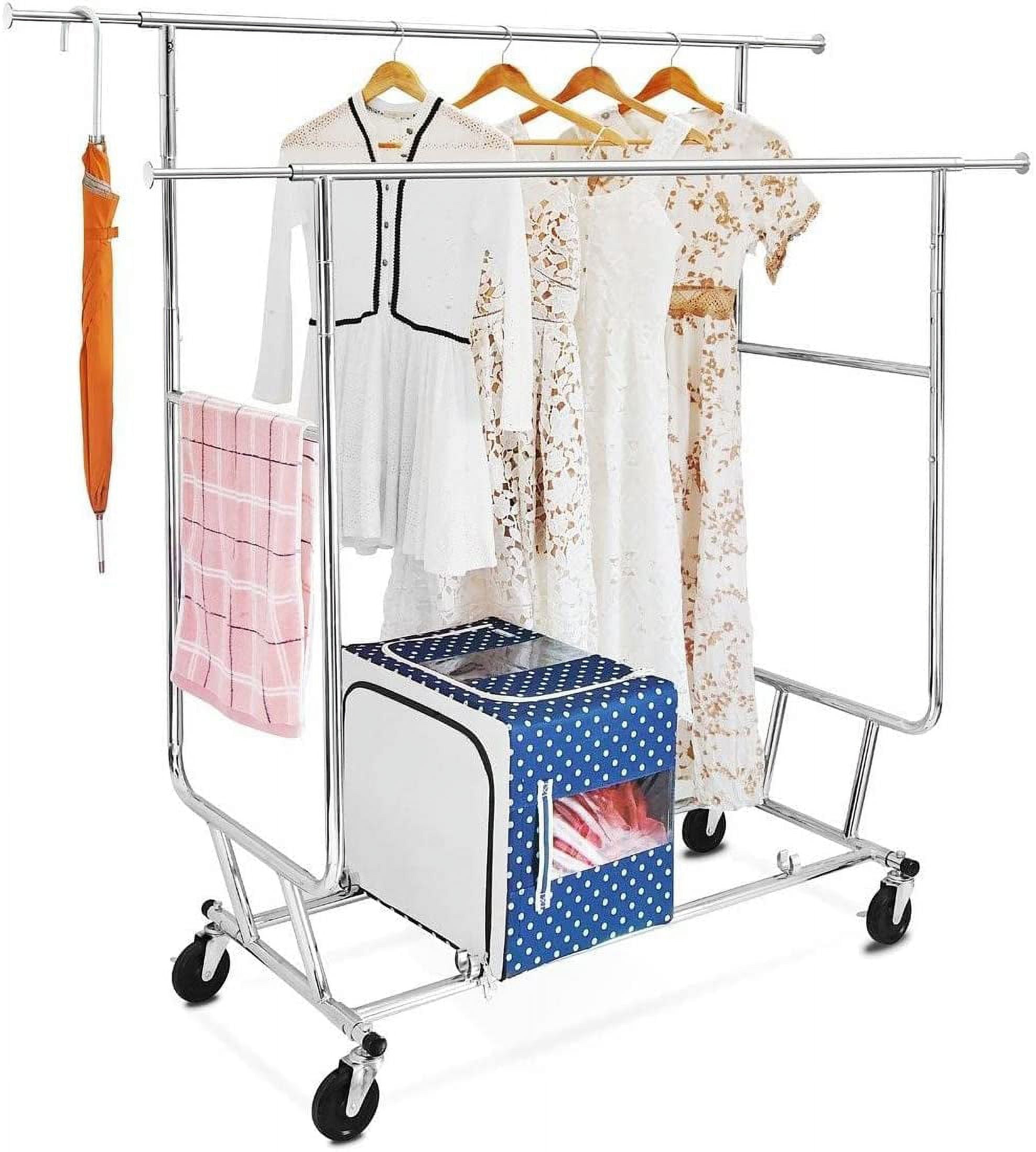 Commercial Clothing Garment Rack, Heavy Duty Double Rail Clothes Rack ...