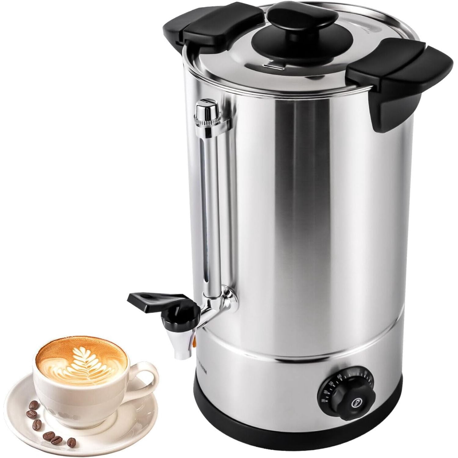 Commercial Coffee Urn, 10L/ 50-60cup Portable Stainless Steel Large Hot ...
