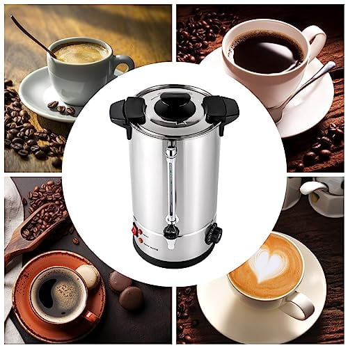 Commercial Coffee Urn, 10L/ 50-60cup Portable Stainless Steel Large Hot ...