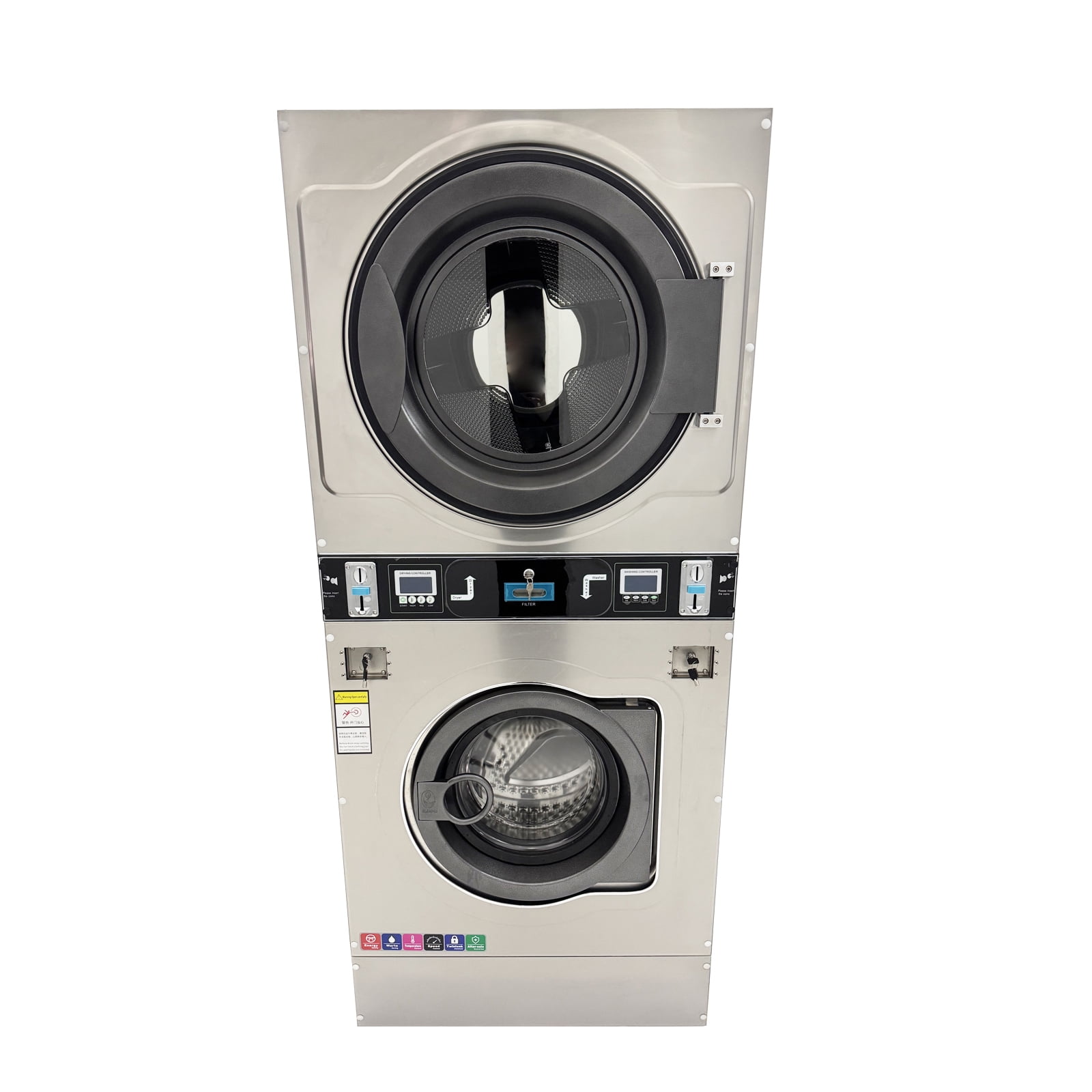 Commercial Coin Operated Washer Dryer Combo Stackable Double-layer 220V - Walmart.com