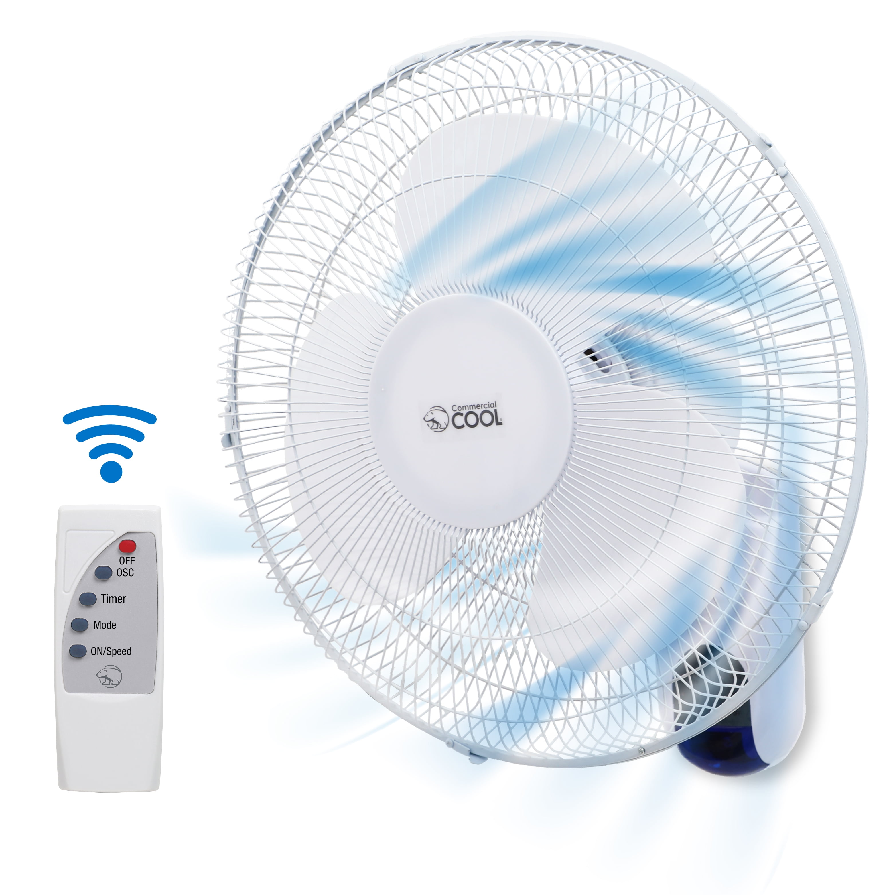 Commercial Cool 16 Inch Wall Fan with Remote Control, 3 Speeds & Modes ...