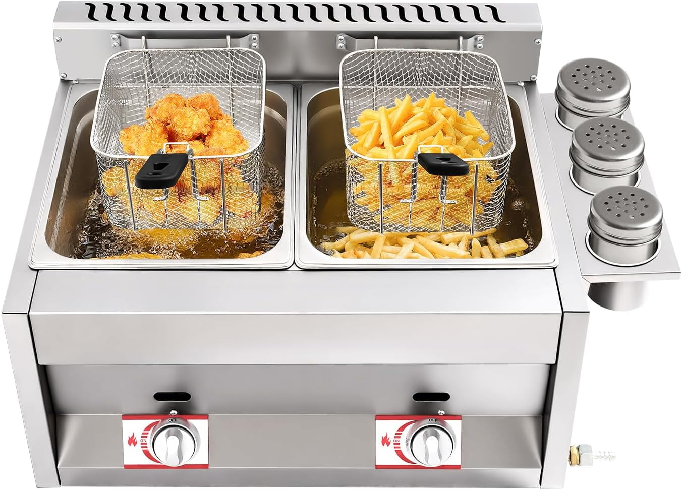 Commercial Deep Fryer,12L/12.7Qt Dual Tank Countertop Gas Fryer with ...