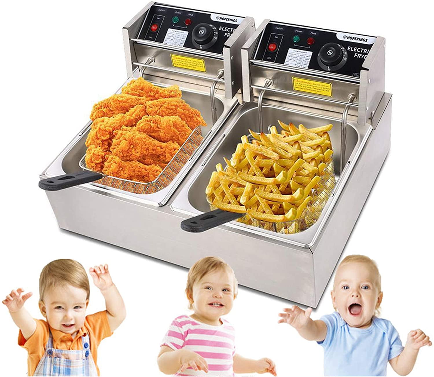 Commercial Deep Fryer with 2 Baskets?12.7QT/12L 5000W Countertop Deep ...