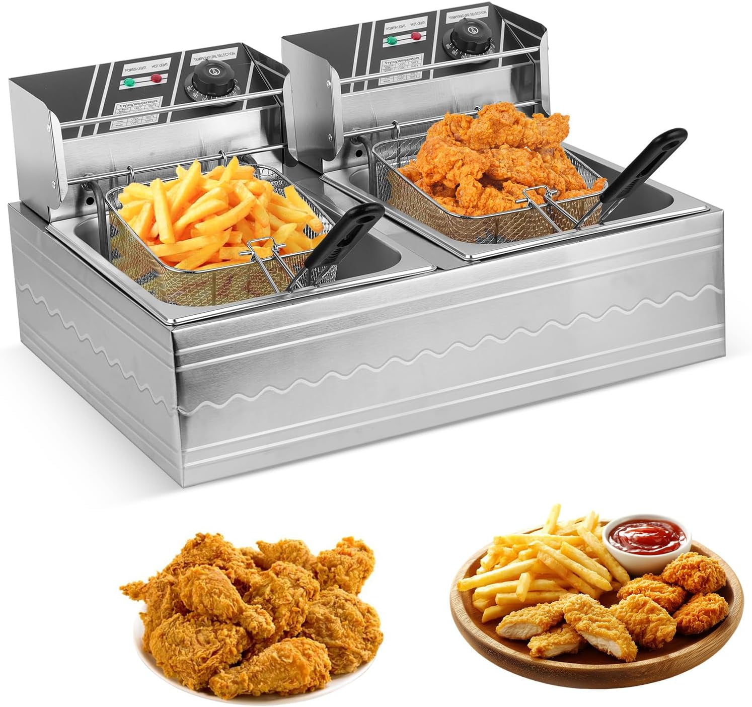Commercial Deep Fryer, 3200W 12.6QT/12L Electric Countertop Fryer with ...