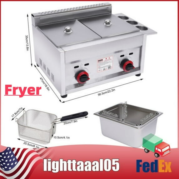 Commercial Deep Fryer Dual Tank 2 x 6L Countertop Stainless Steel ...