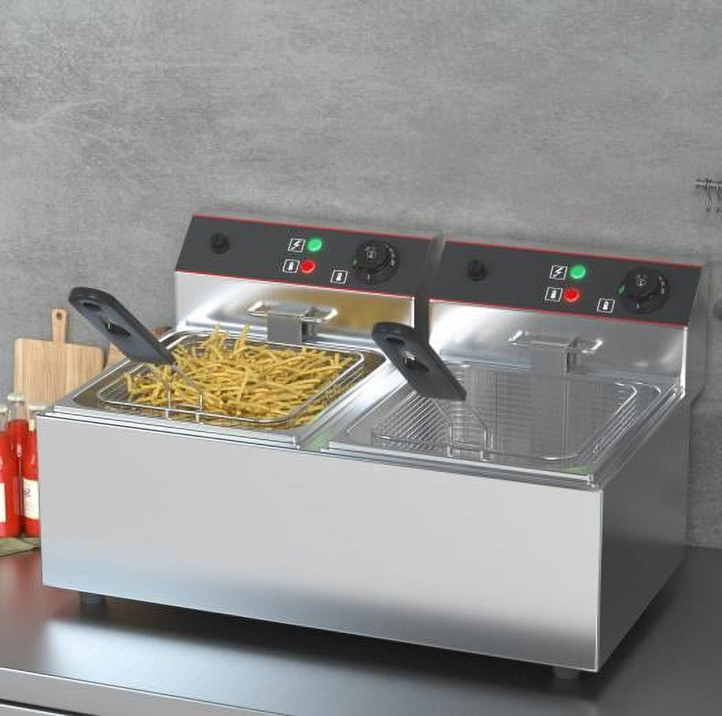 Commercial Deep Fryer with Single/Double Basket, Stainless Steel ...
