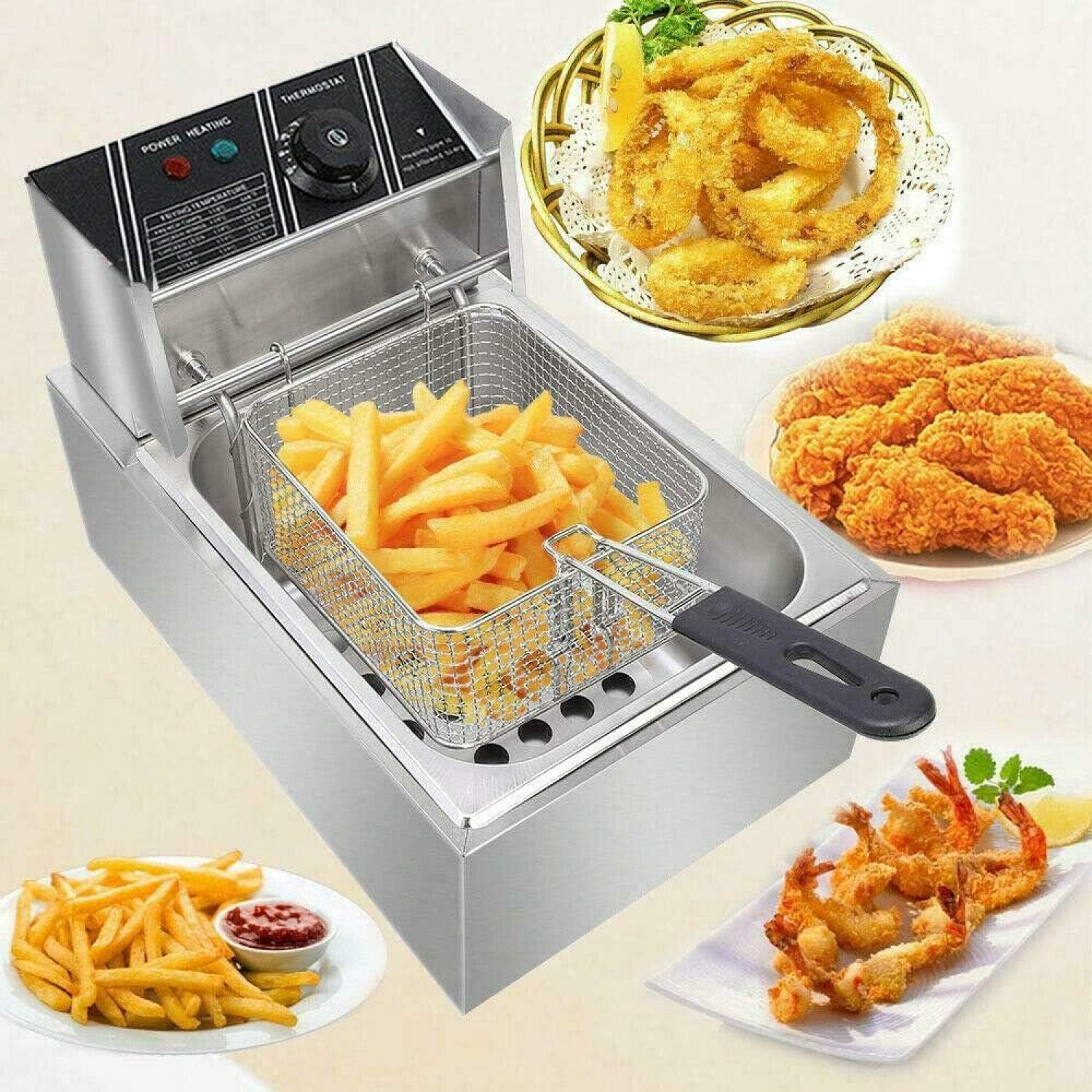 Commercial Deep Fryer Stainless Steel French Fryer Countertop Kitchen ...