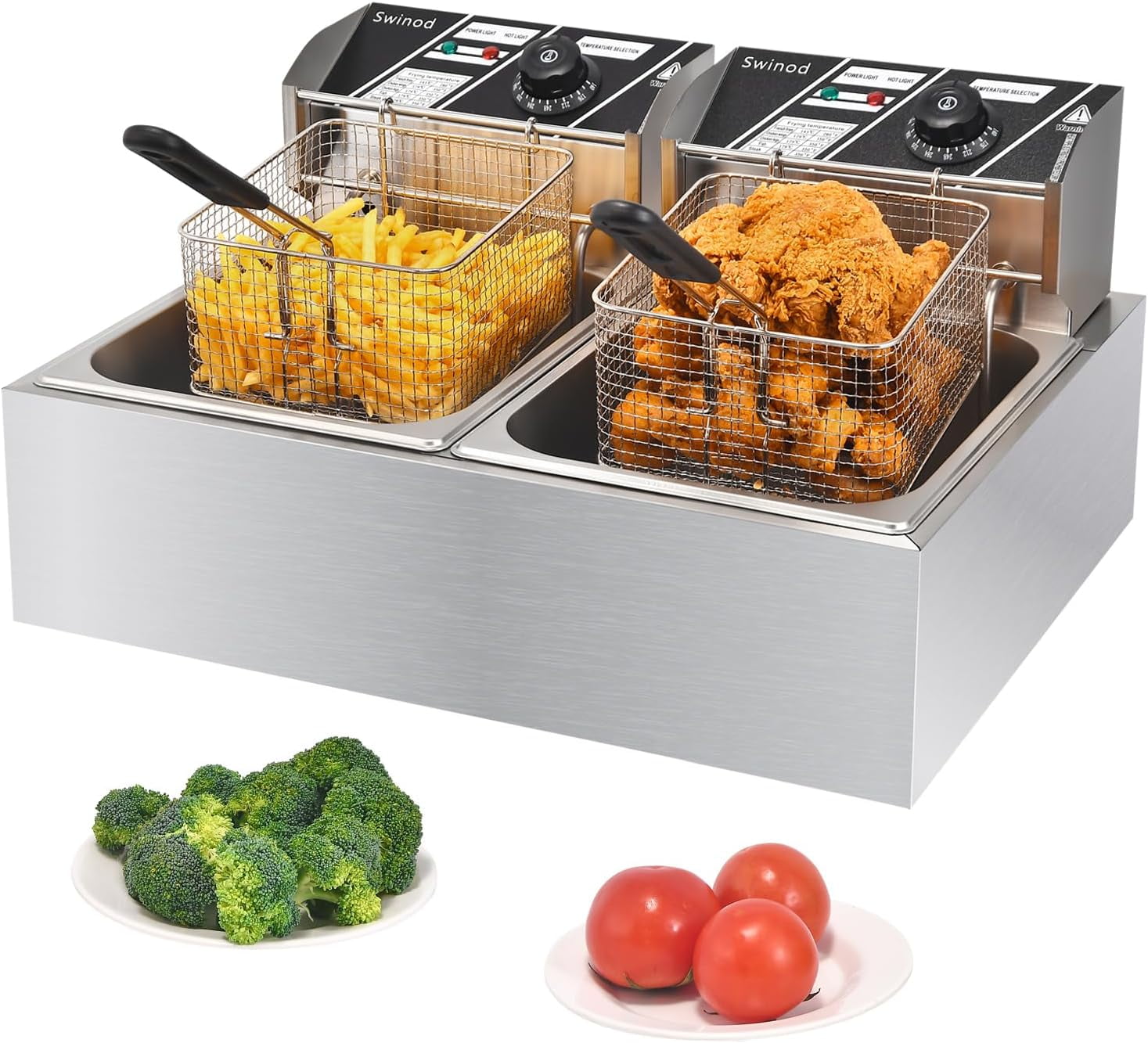 Commercial Deep Fryer with Baskets 3400W 12.7QT 12L Thickened Stainless ...
