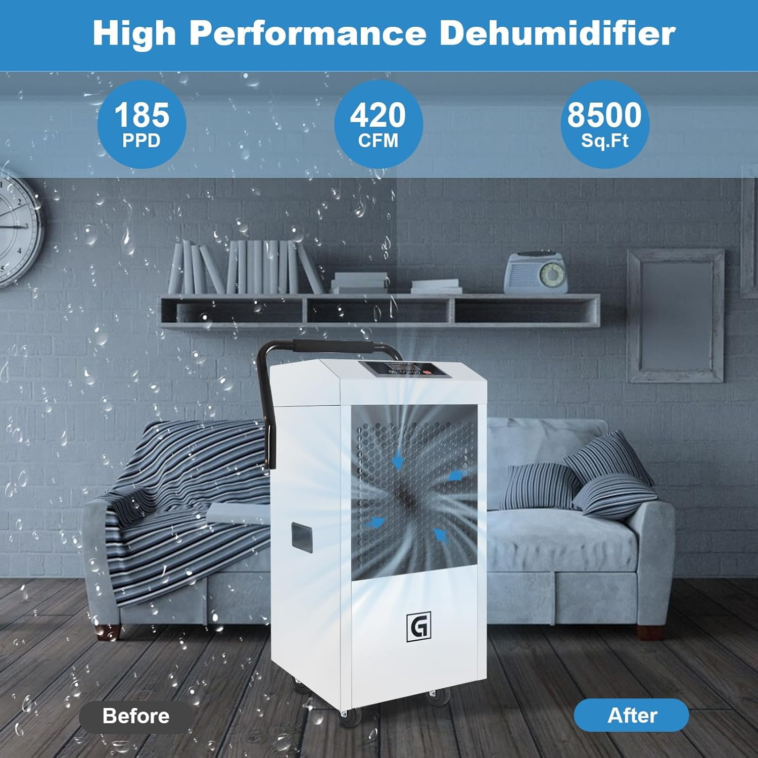 Commercial Dehumidifier with Pump,185 Pints Large Capacity Industrial ...