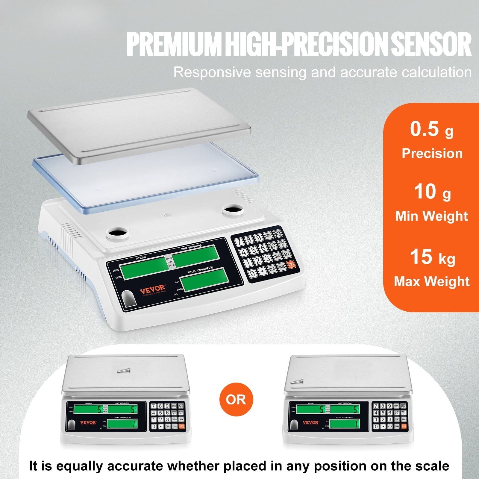 Commercial Digital Scale 15kg, 0.5g Precision Parts Counting Scale ...