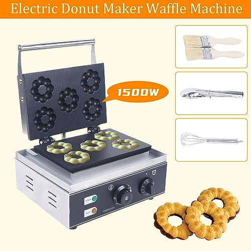 Commercial Donut Machine, 1500W 5 Holes Plum Flower Waffle Iron Waffle ...