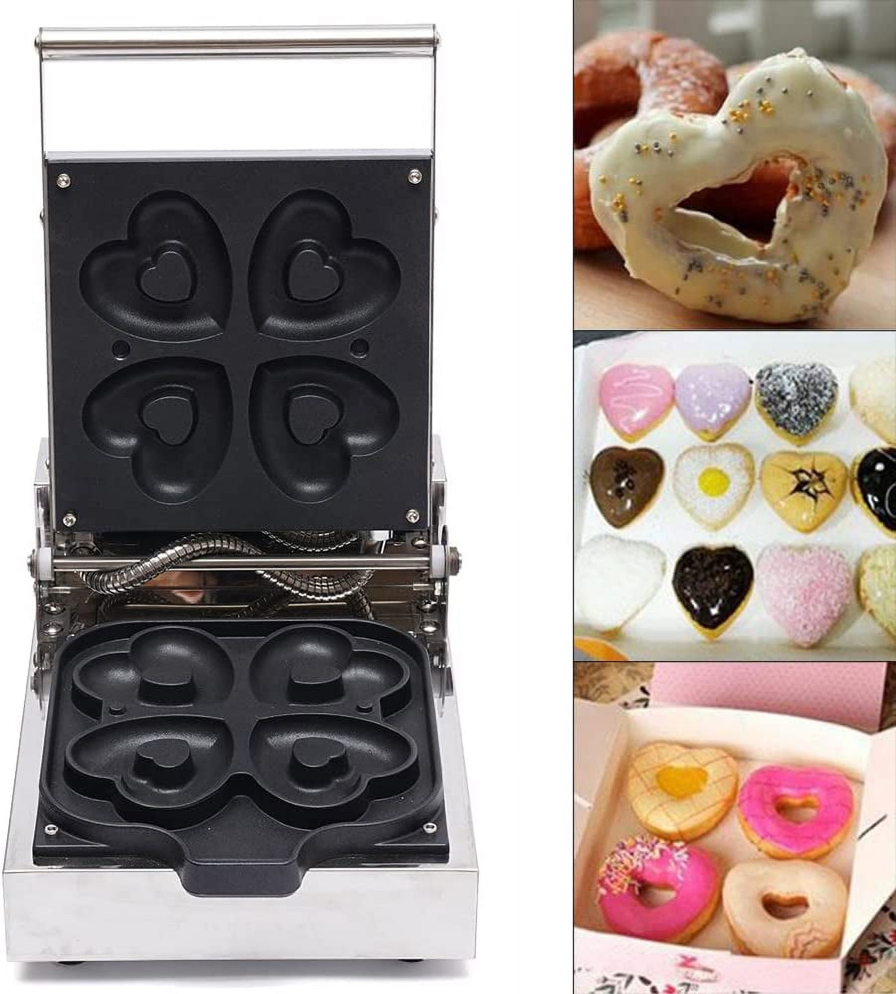 Commercial Donut Waffle Machine Waffle Baker 4 Mini Heart Shaped ...