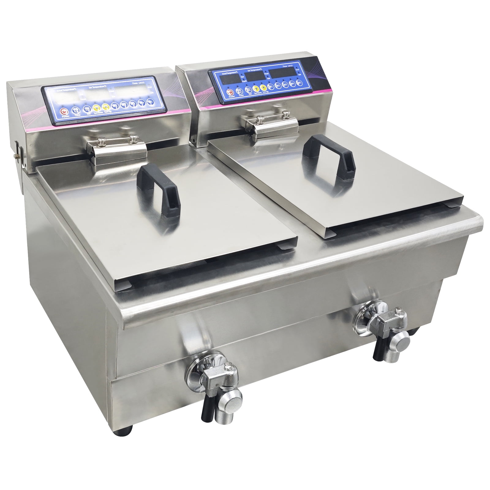 Commercial Double-Tank Fryer 10L+10L Drip Oil Filter Design for Fried ...